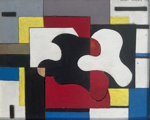 Abstract Cubist Construction Collage Mid 20th Century American ...