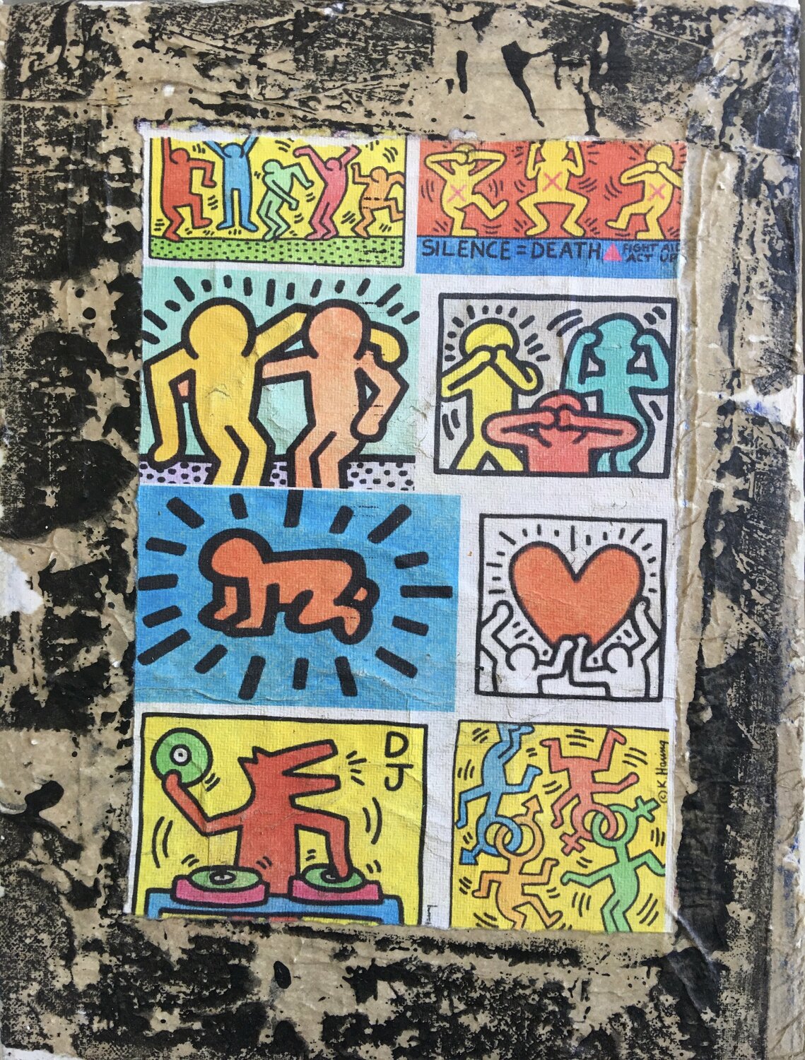 Haring von Dagmar und Thomas Helmbold (N.D): Malerei Collage, Kohle auf ...