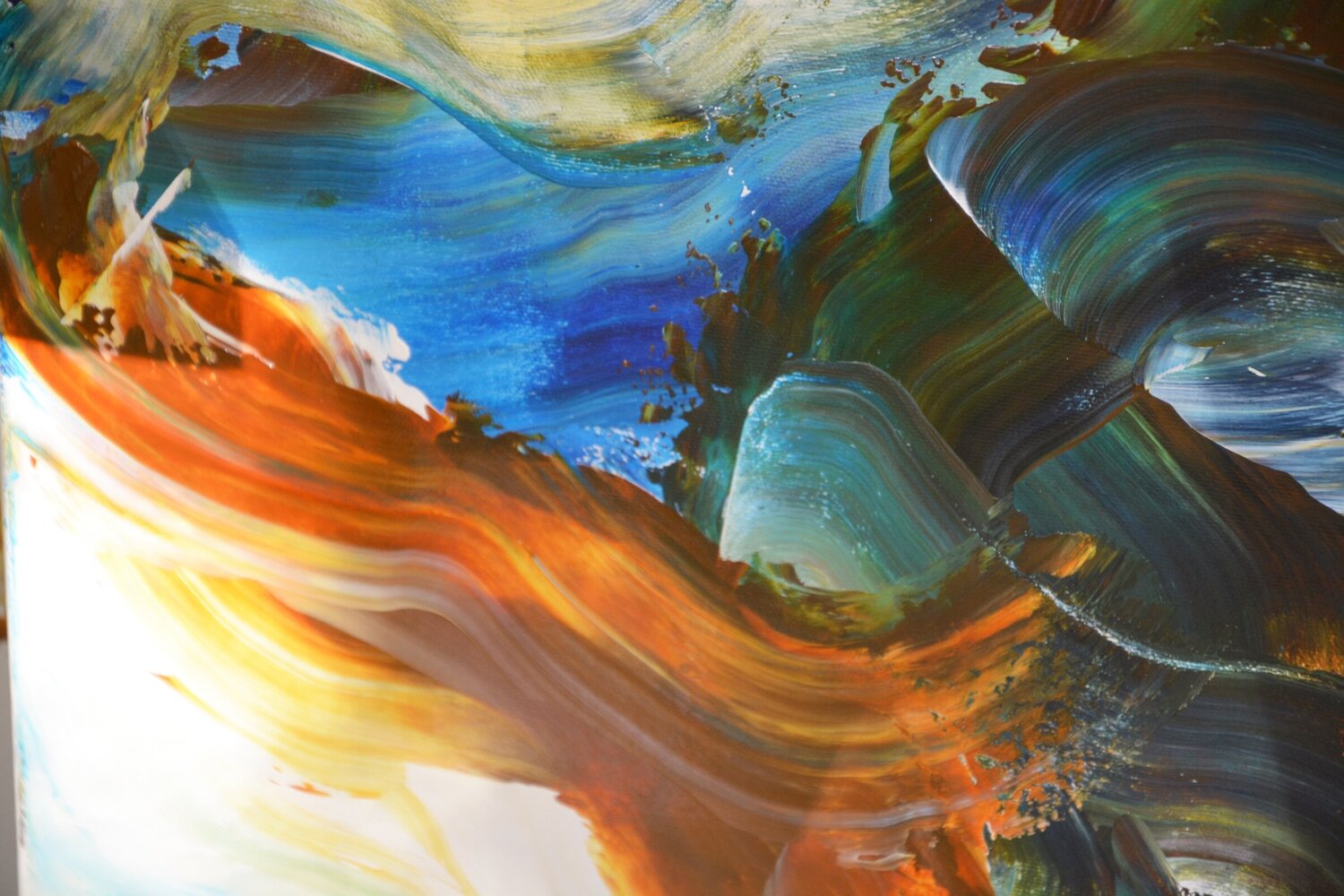 Ribbons and kelp - white, blue and teal abstract by Andrada Anghel ...