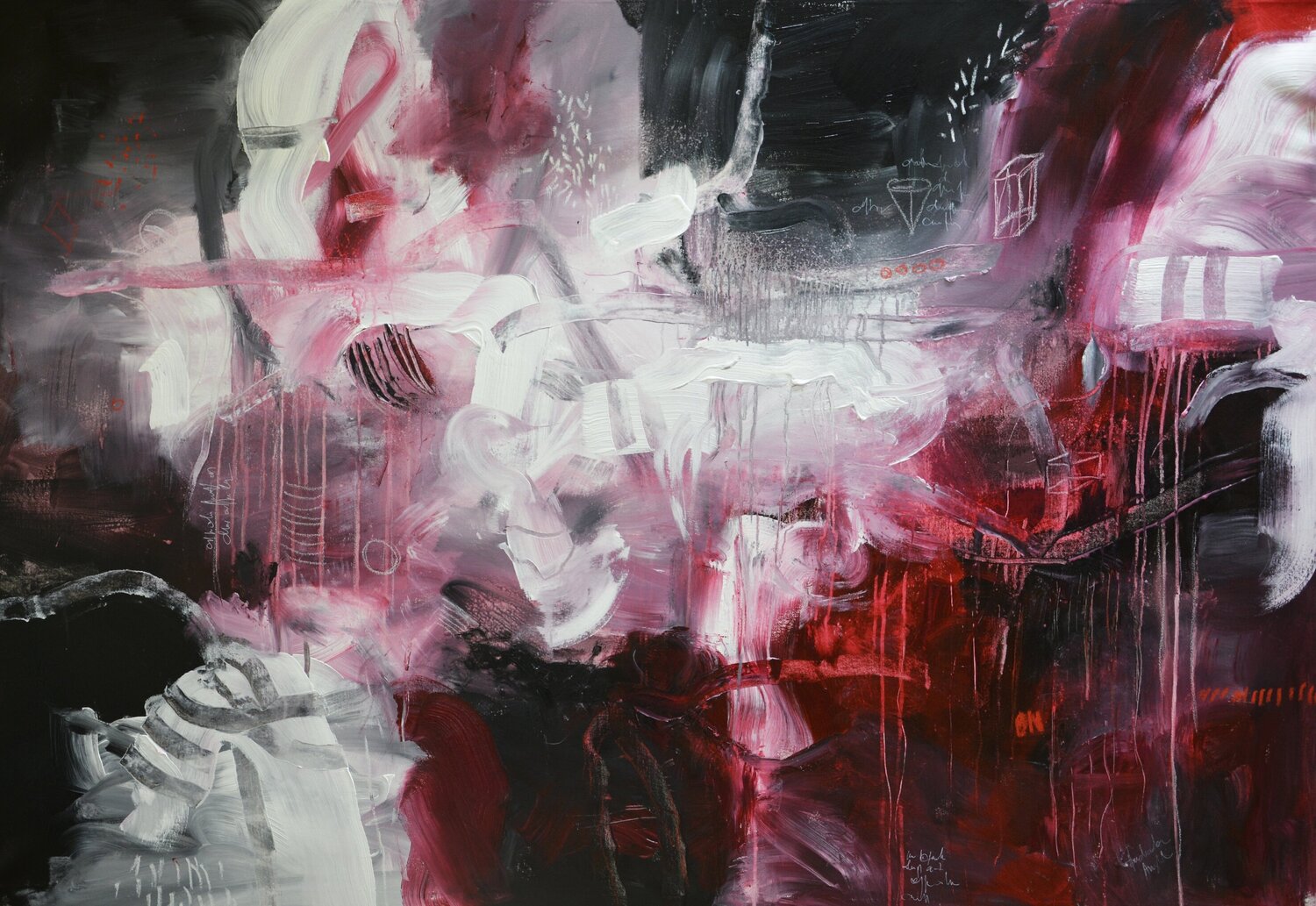 Strive against bias - large red and black abstract by Andrada Anghel ...