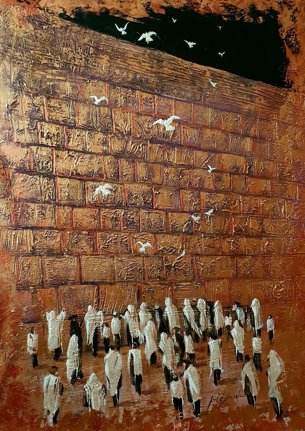 Wailing Wall of Gold I by Yossi Rosenstein (2022) : Painting Acrylic on ...