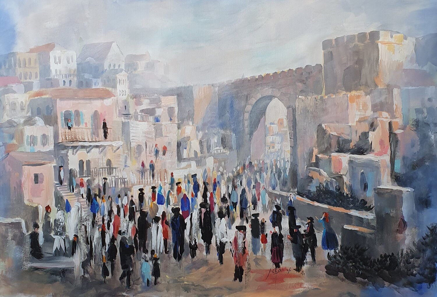 Shabbat in Jerusalem I by Yossi Rosenstein (2013) : Painting Acrylic on ...