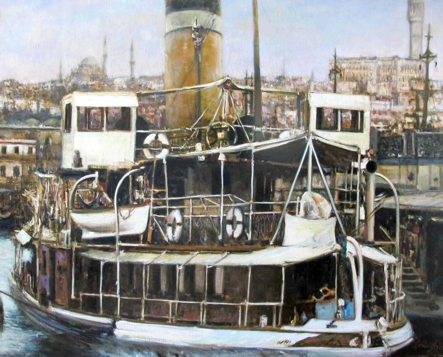 Sarayburnu ferry by Emil Aziz (2018) : Painting Oil on Canvas - Singulart