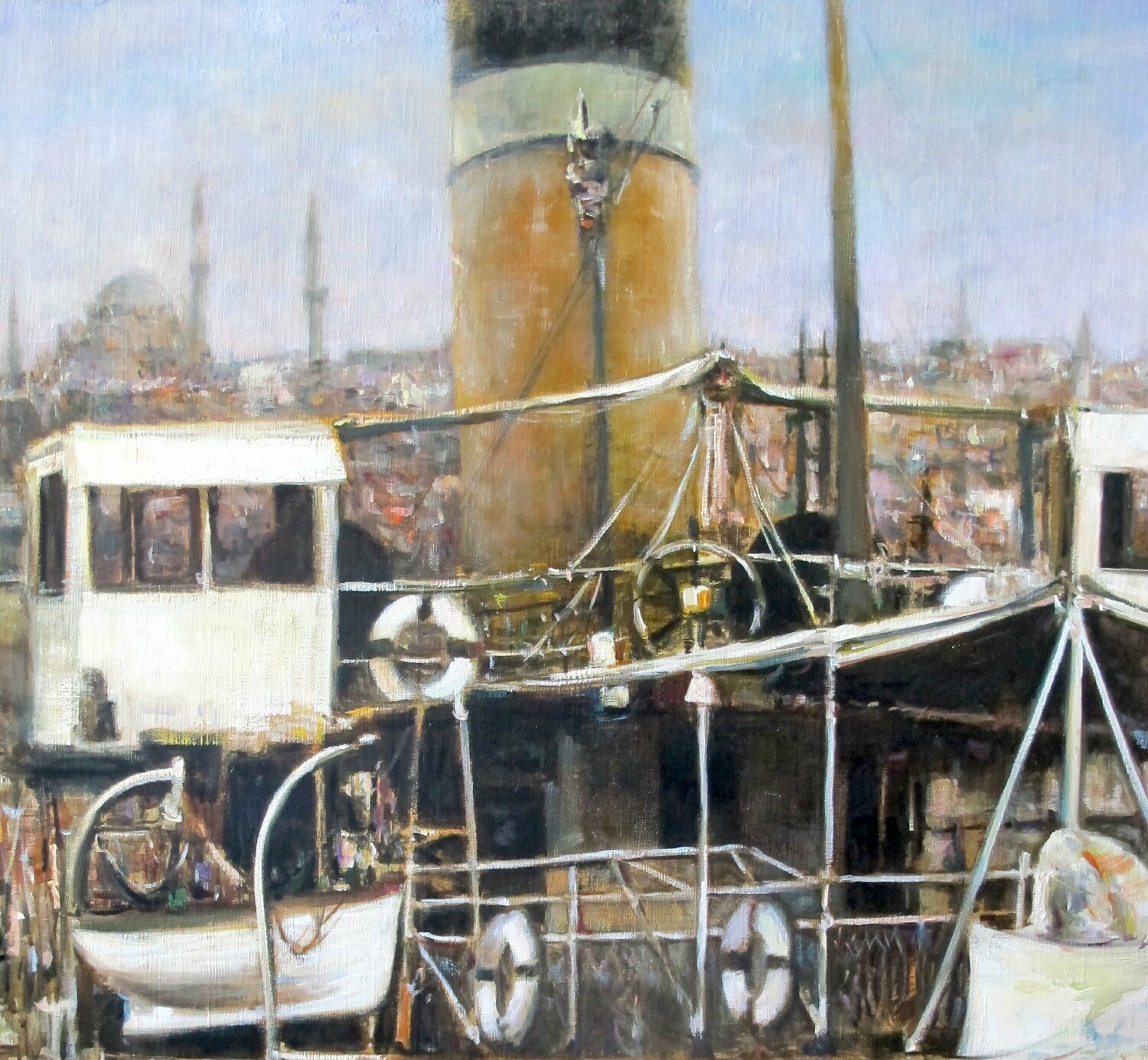 Sarayburnu ferry by Emil Aziz (2018) : Painting Oil on Canvas - Singulart