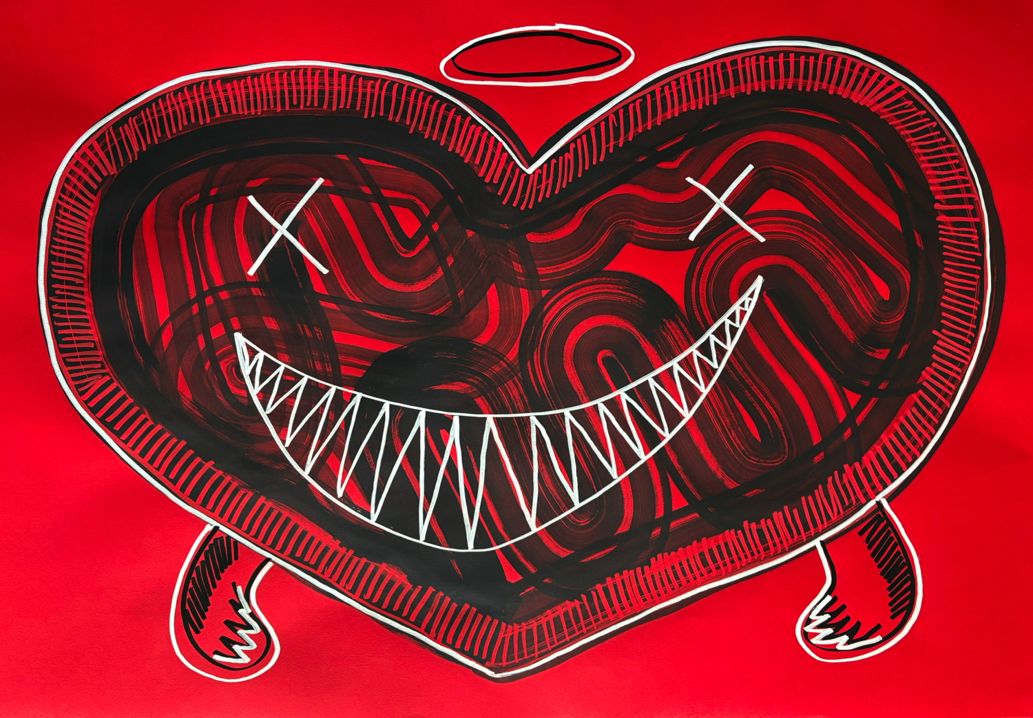 Scary Like by Maksym Skvortsov (2025) : Painting Acrylic on Paper - Singulart