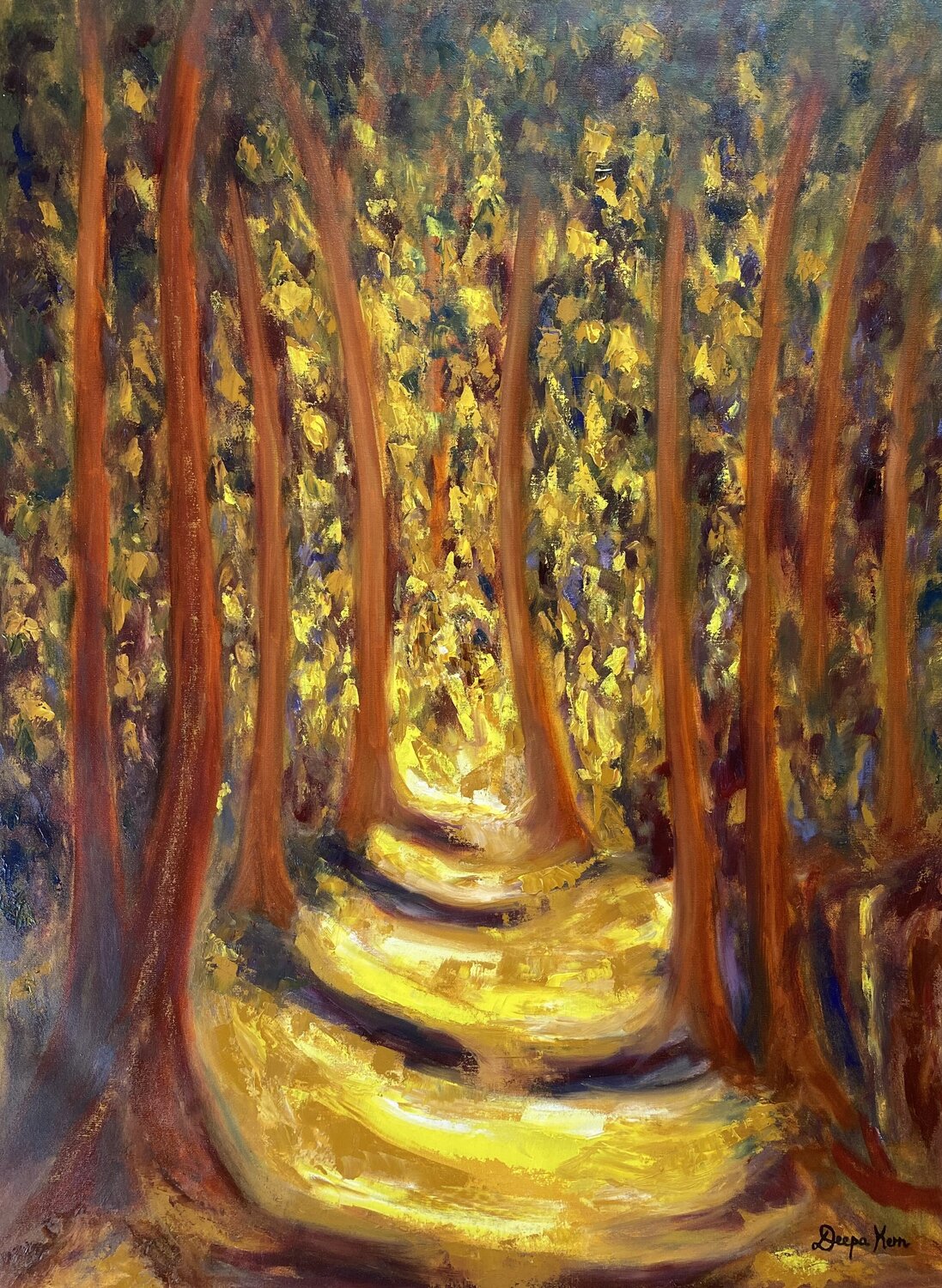 Afternoon Light In The Forest by Deepa Kern (2024) : Painting Oil on ...