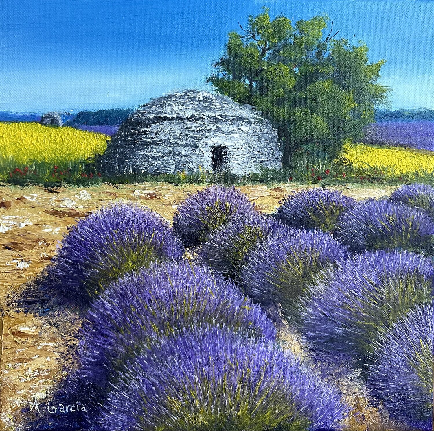 Bories et lavandes en Provence by Alain Garcia (2024) : Painting Oil on ...