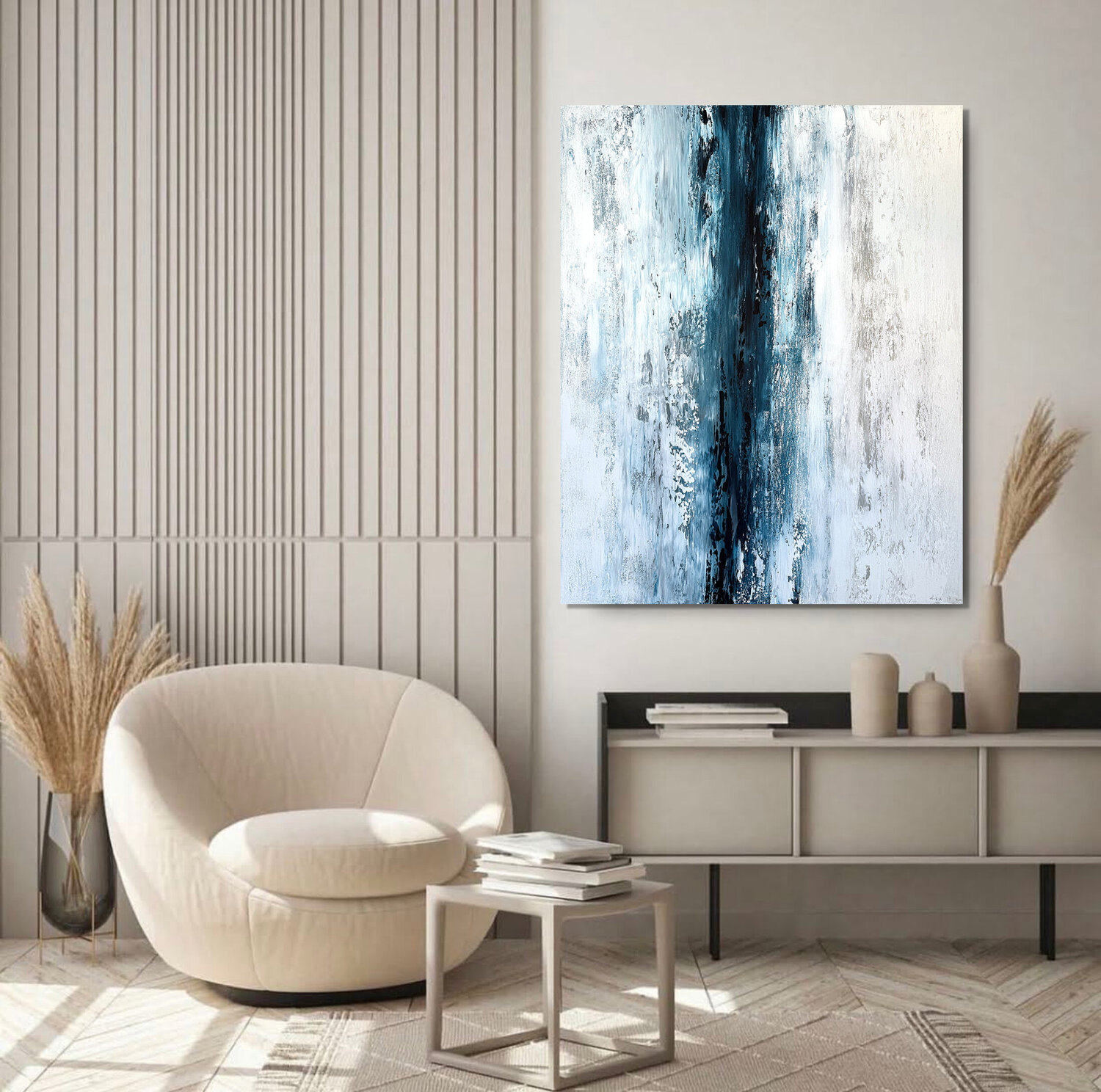 Texture Waves. large blue grey abstract seascape painting. impasto ...