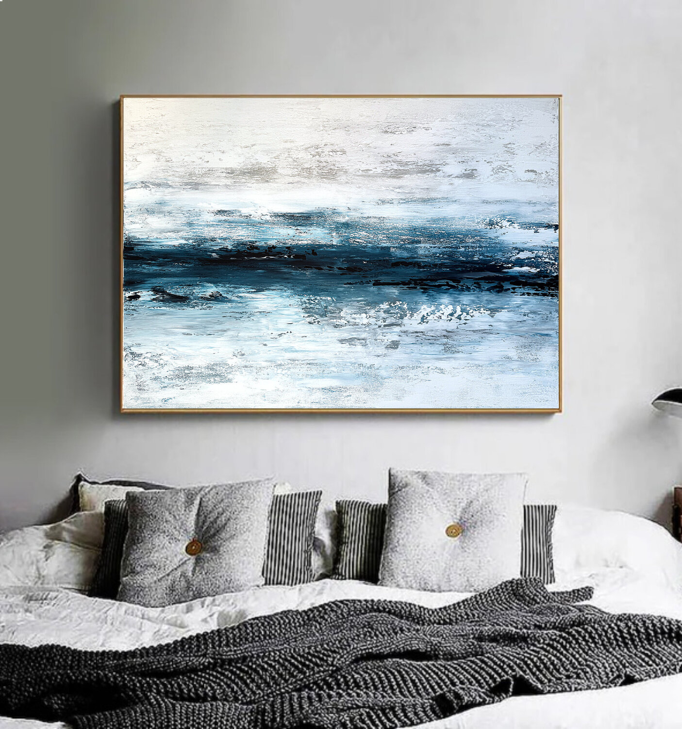 Texture Waves. large blue grey abstract seascape painting. impasto ...
