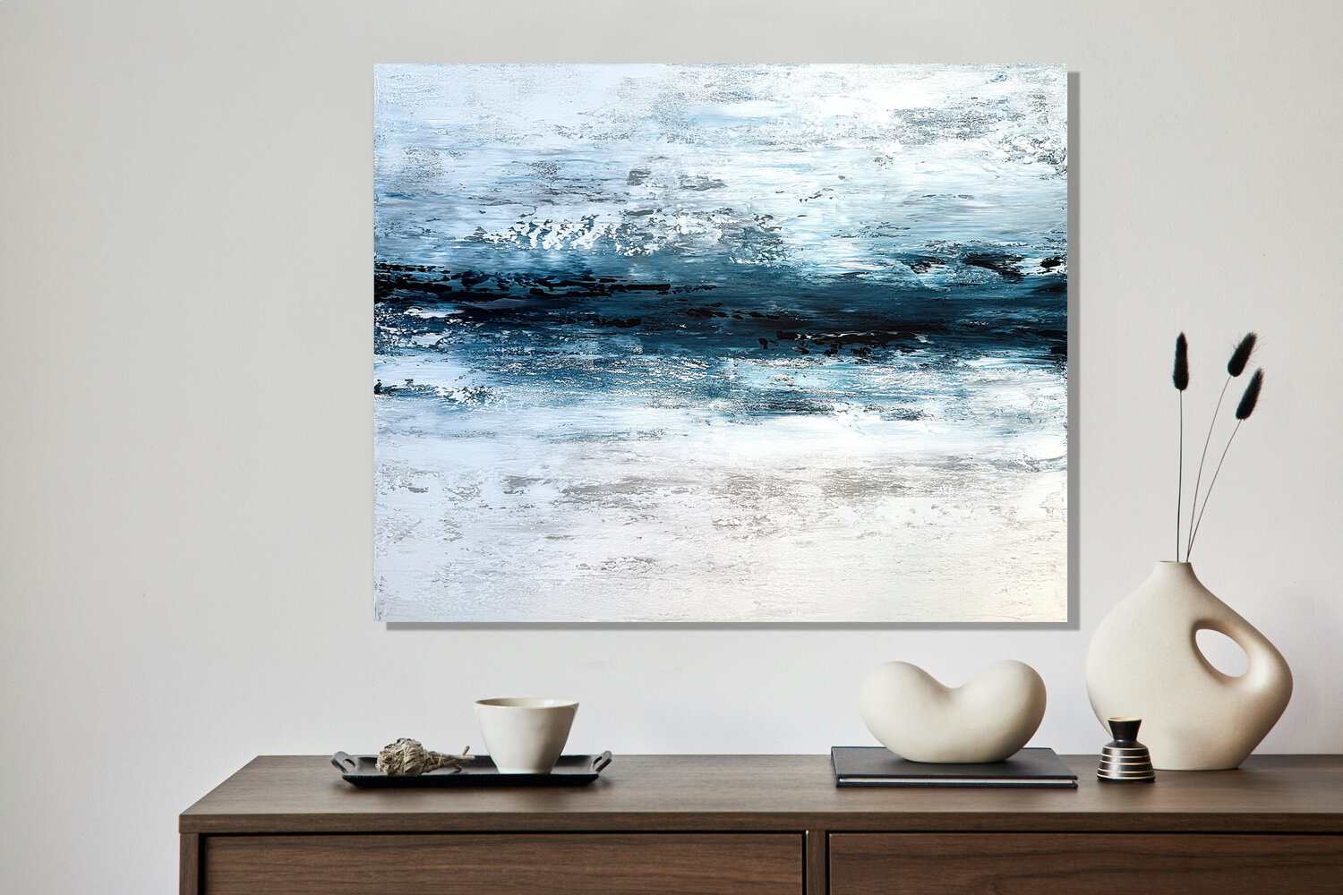 Texture Waves. large blue grey abstract seascape painting. impasto ...