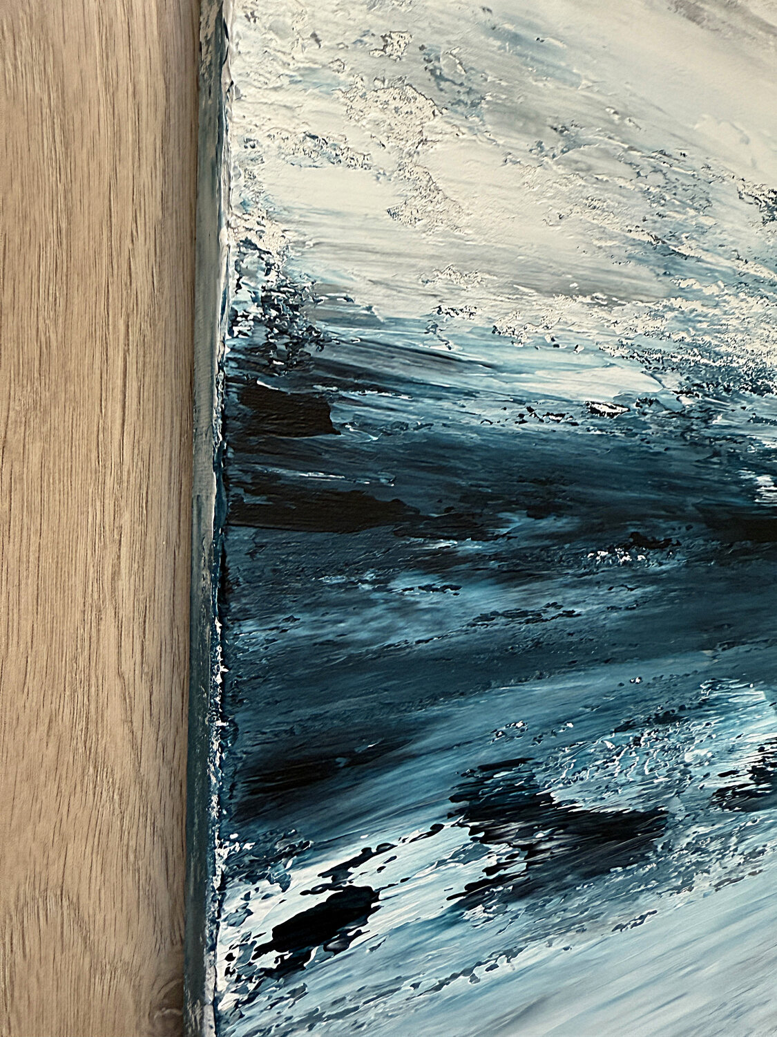 Texture Waves. large blue grey abstract seascape painting. impasto ...