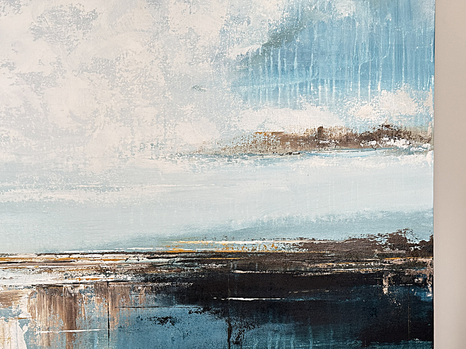 Where the Light Settles – Large Abstract Blue Beige Acrylic Painting by ...