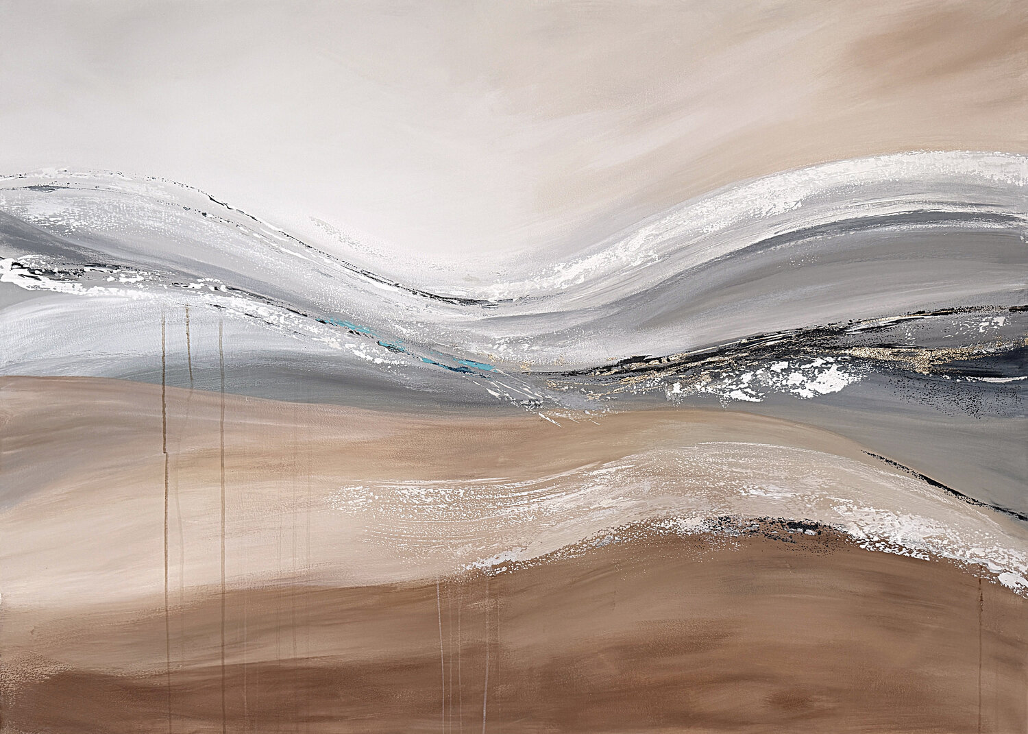 Flow of Stillness. Large Landscape Gold Neutral Beige Gray by Tatiana Malinovscaia (2025 ...