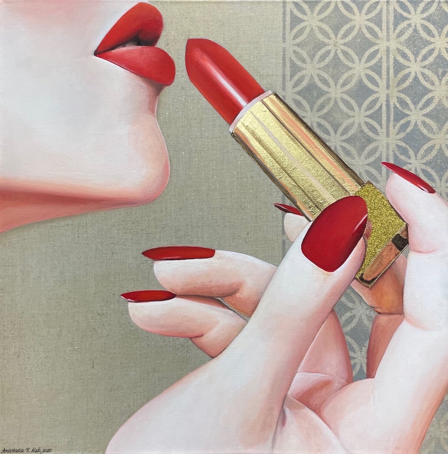 Donna con il rossetto by Anastasia Yanchuk (2020) : Painting Acrylic ...