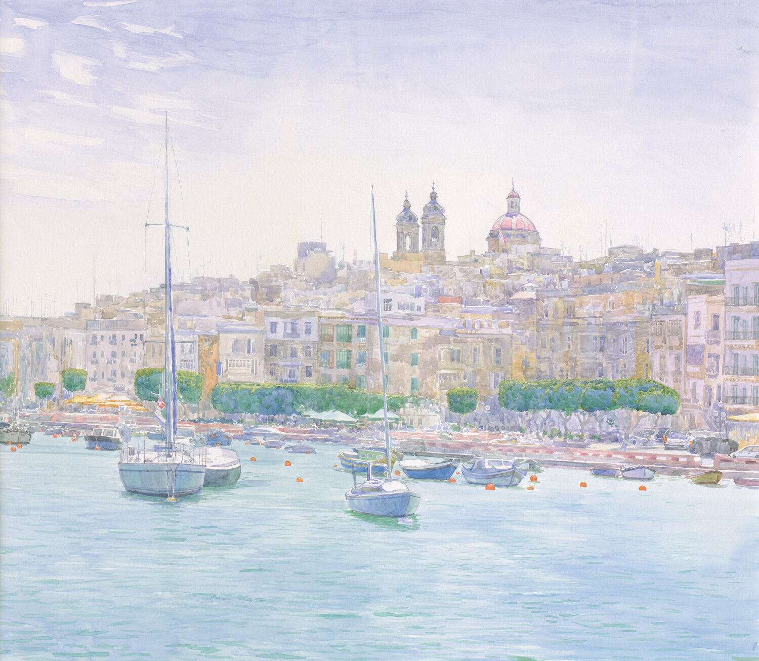 Malta von Simon Kojin (Kozhin) (2005): Werk auf Papier Aquarell auf ...