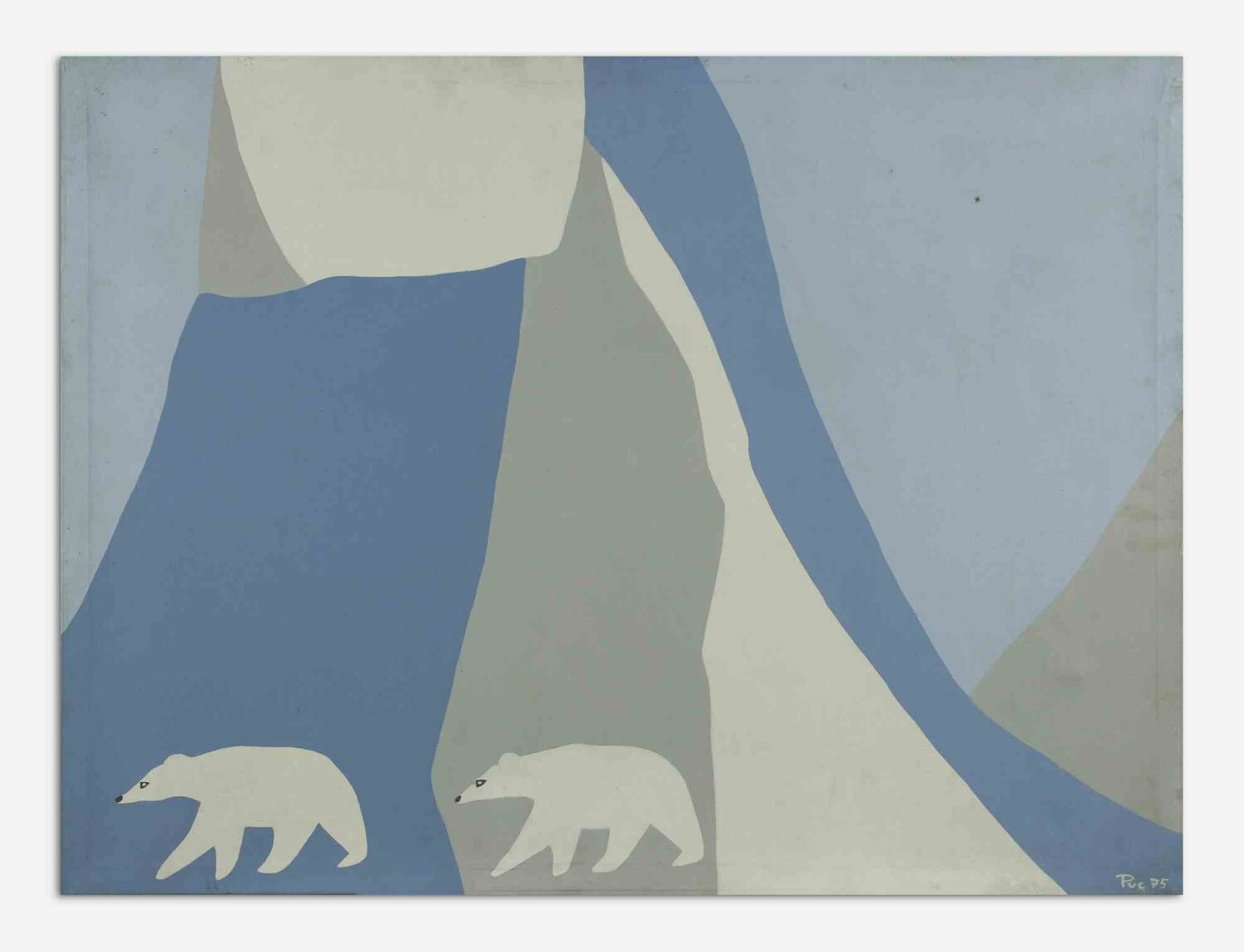 Light Blue and White Surface with Bears by Genny Puccini (1975 ...