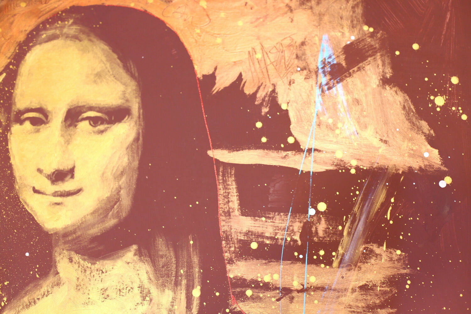 Mona Lisa A pastiche 2 in Gold, Copper, Red, Turquoise and Silver Mixed ...