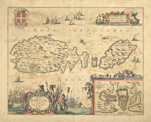 Mare Mediterra - Neum (Map of Malta) by Johannes Janssonius (N.D ...