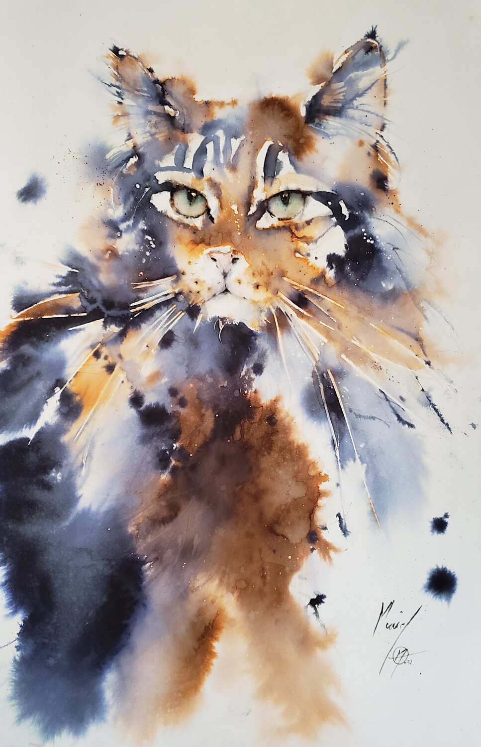 Félin by Muriel Mougeolle (2023) : Work on Paper Watercolor on Paper - SINGULART