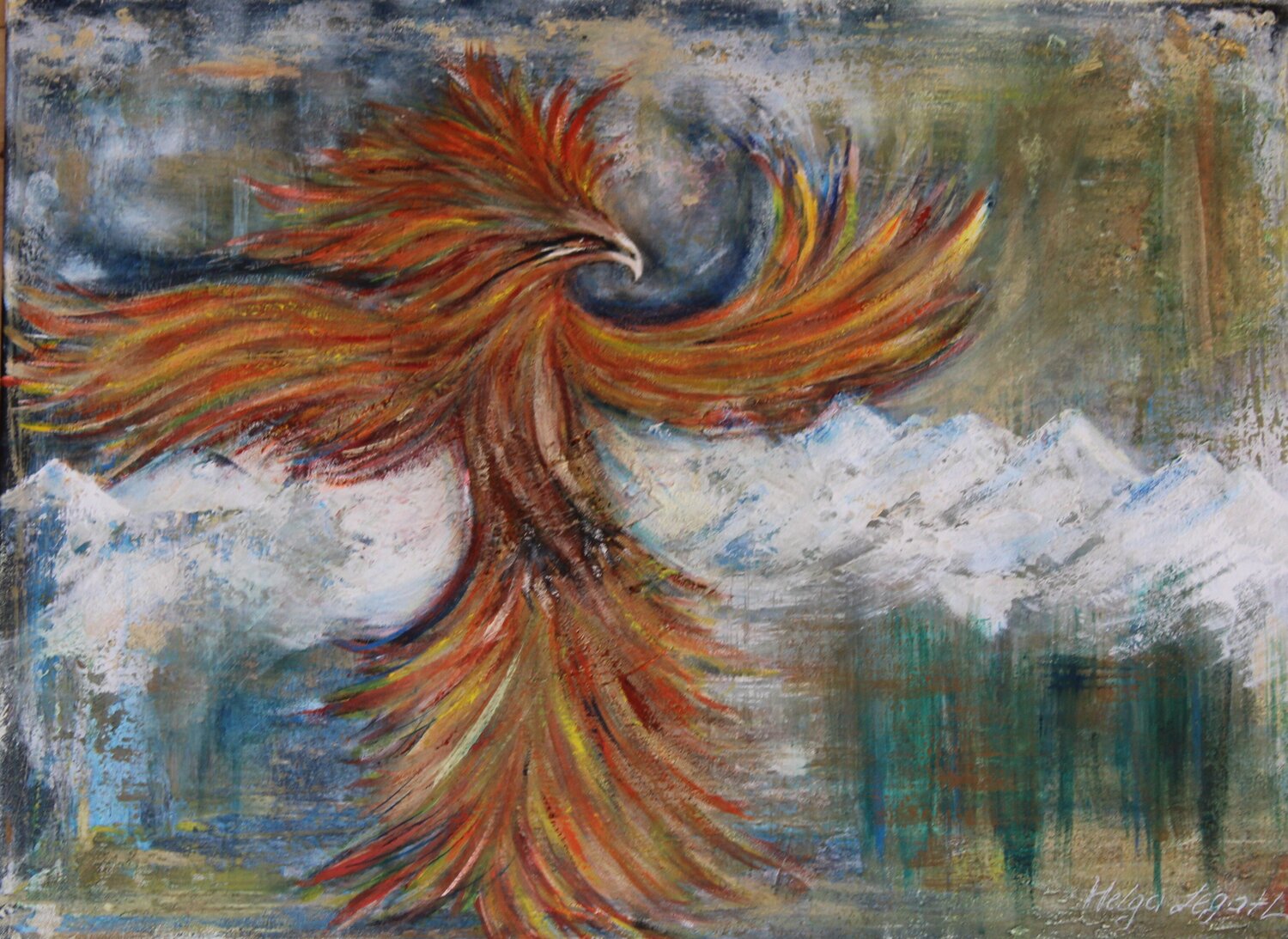 Phönix von Helga Legath (2023): Malerei Acryl auf Leinwand - Singulart