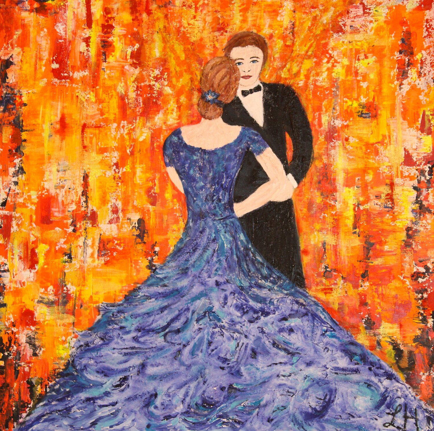 Lady in blue von Helga Legath (2024): Malerei Acryl, Sand auf Leinwand ...