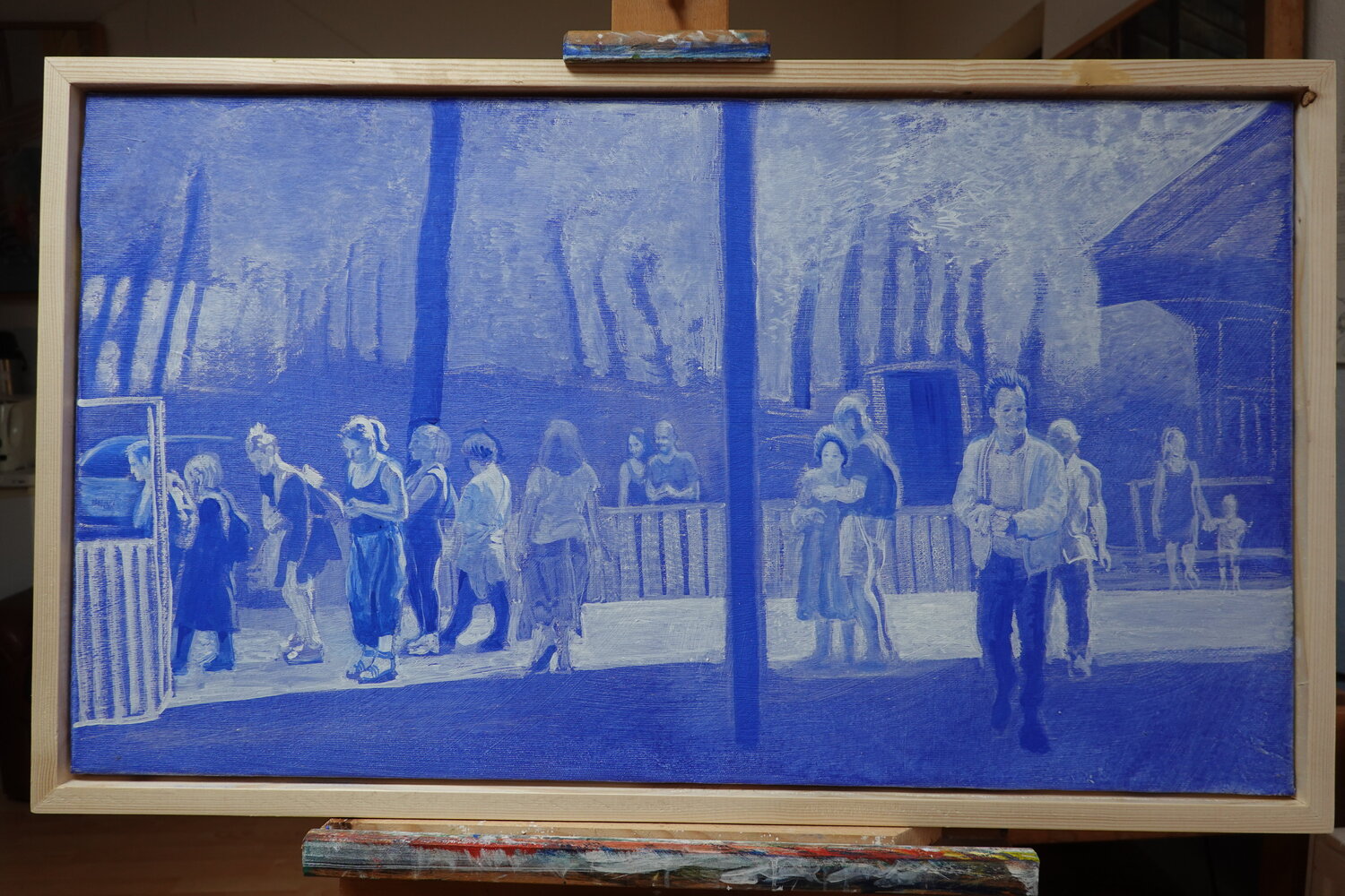 Passanten am Boulevard door Christoph Fischer (2026) : Schilderij Olie ...