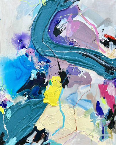 Flow 2024 by Julia Bönig (2024) : Painting Acrylic, Pastel on Canvas ...