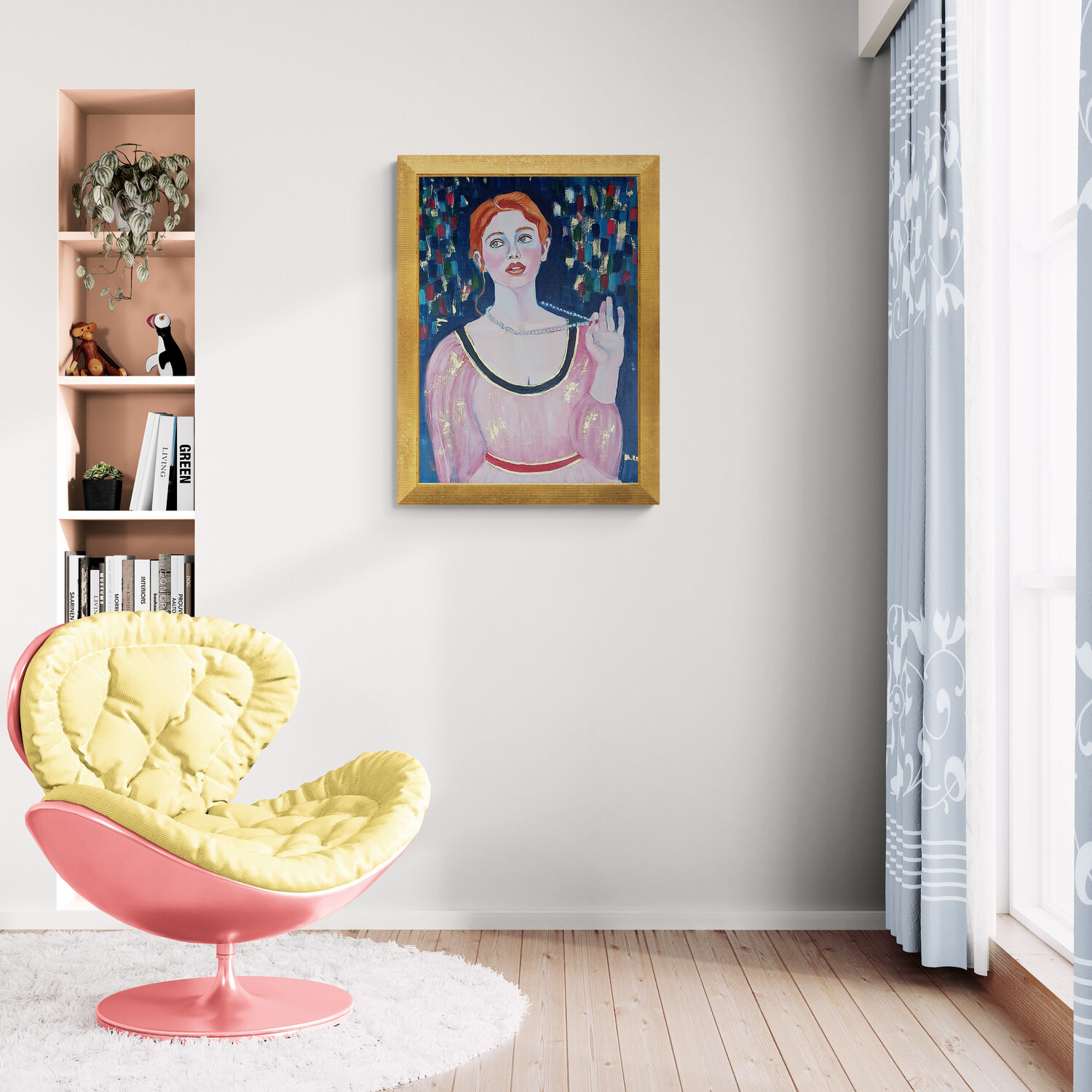 Fille jouant avec son collier de perles von Marit Refsnes (2024 ...