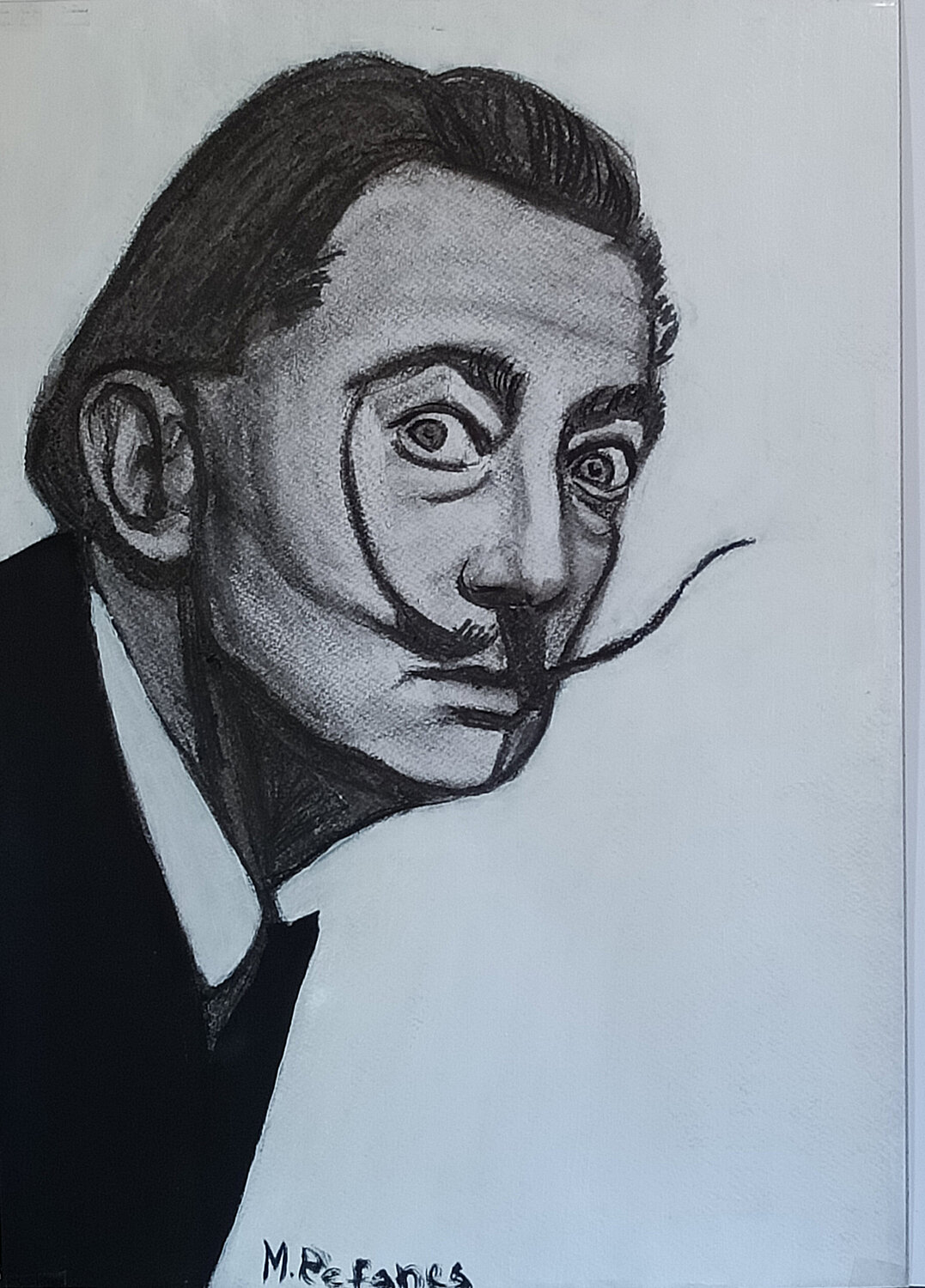 Salvador Dali von Marit Refsnes (2023): Malerei Acryl, Kohle auf Papier ...