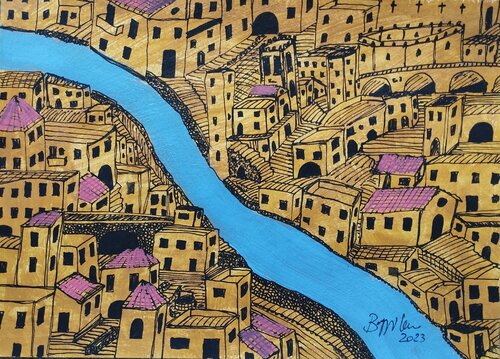 Ritorno alla città di sasso by Renzo Buggiani (2023) : Painting Acrylic on Paper - Singulart