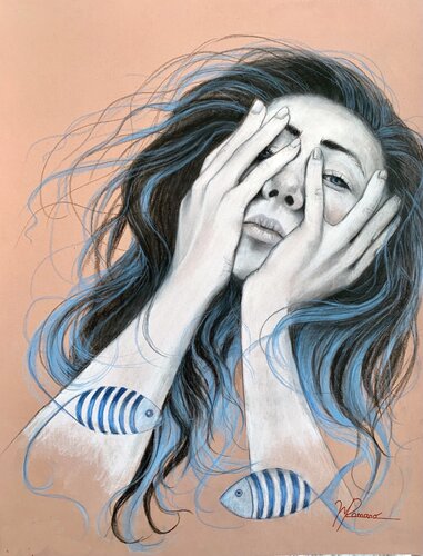 Richiamo del mare de maria romano (2023) : Œuvre sur papier Pastel sur ...