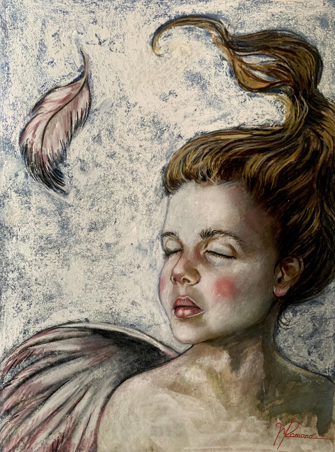 Angelo Rosa de maria romano (2024): Dibujo Pastel en Cartón - Singulart