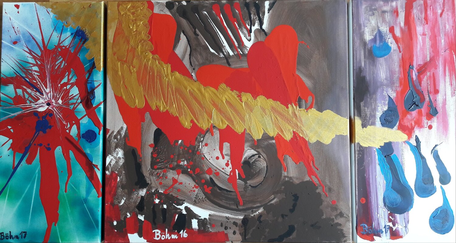 Wir werden sie schon kriegen - Triptychon von Matthias Maria Boehm (2017): Malerei Acryl auf ...