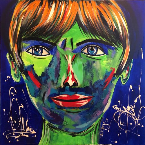 Jeune femme au foulard by Stéban (2022) : Painting Acrylic on Canvas ...