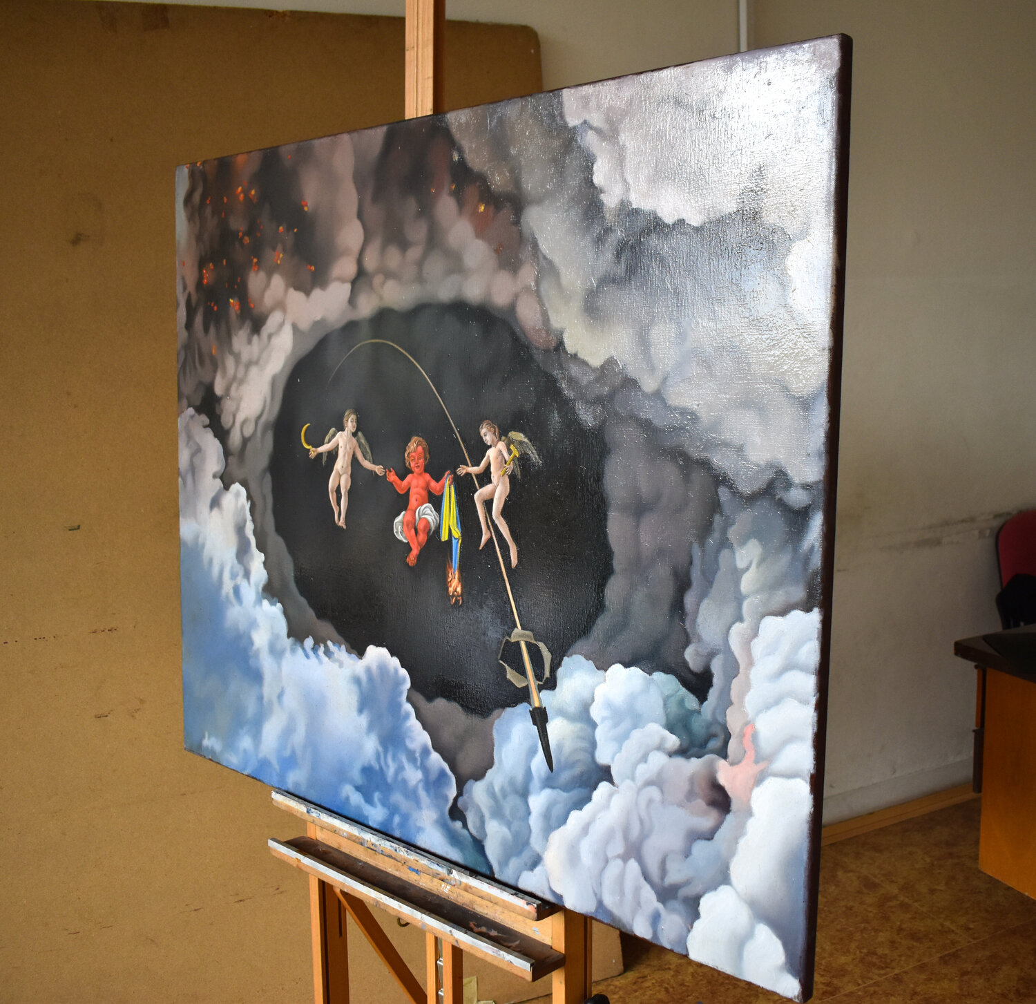 A savior with a nuclear bomb by Roman Rembovsky (2023) : Painting Oil ...