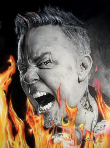 'Hetfield in Flames' - Painting of James Hetfield from Metallica by ...