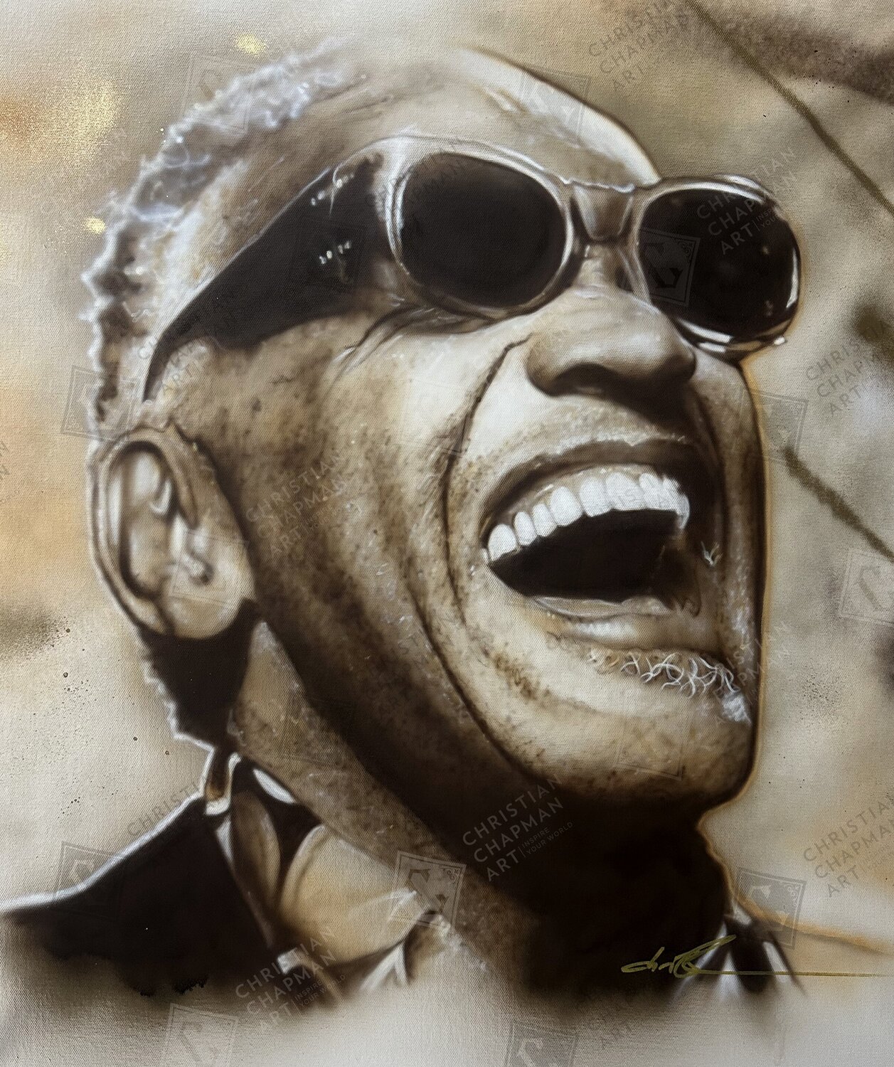 Ray Charles Original Painting by Christian Chapman (N.D) : Painting ...