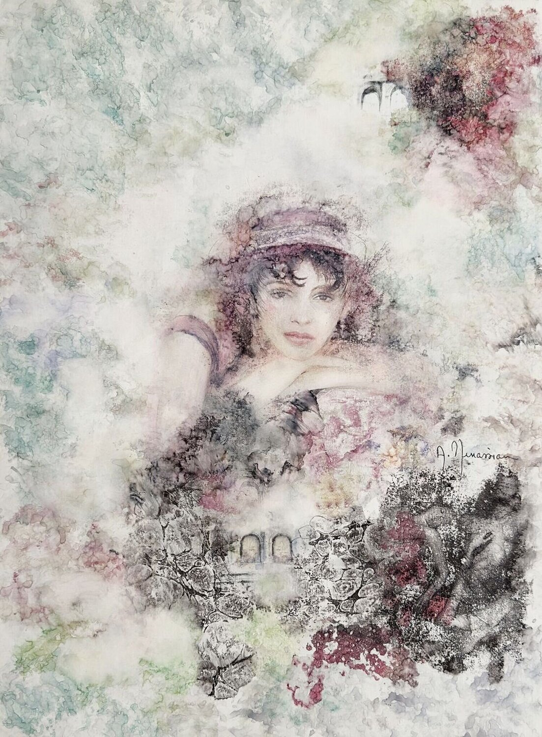 Pensive by Annie Minassian (1994) : Painting Watercolor - SINGULART