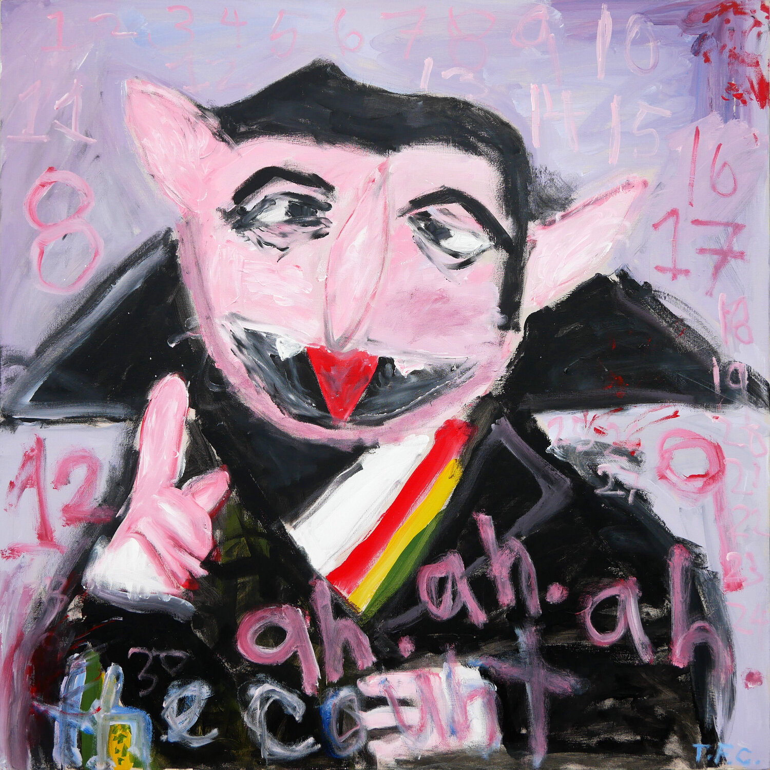 "The Count" Contemporary Abstract Pop Art Painting of Sesame Street ...
