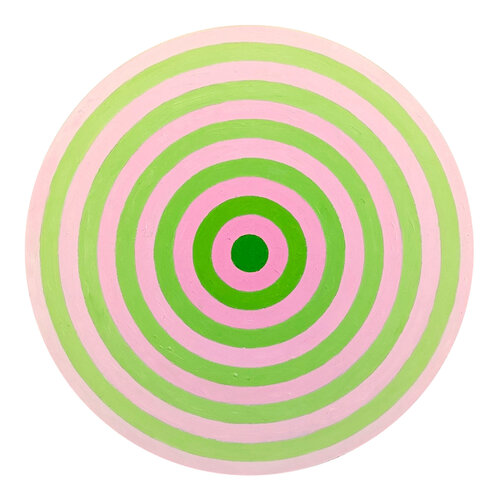 "Born to Be Alive" Contemporary Green, Blue, and Pink Concentric Circle ...
