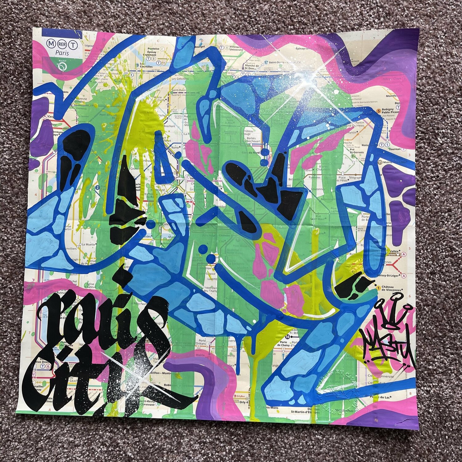 paris subway map 1 by . NASTY (2022) : Work on Paper Acrylic, Spray ...