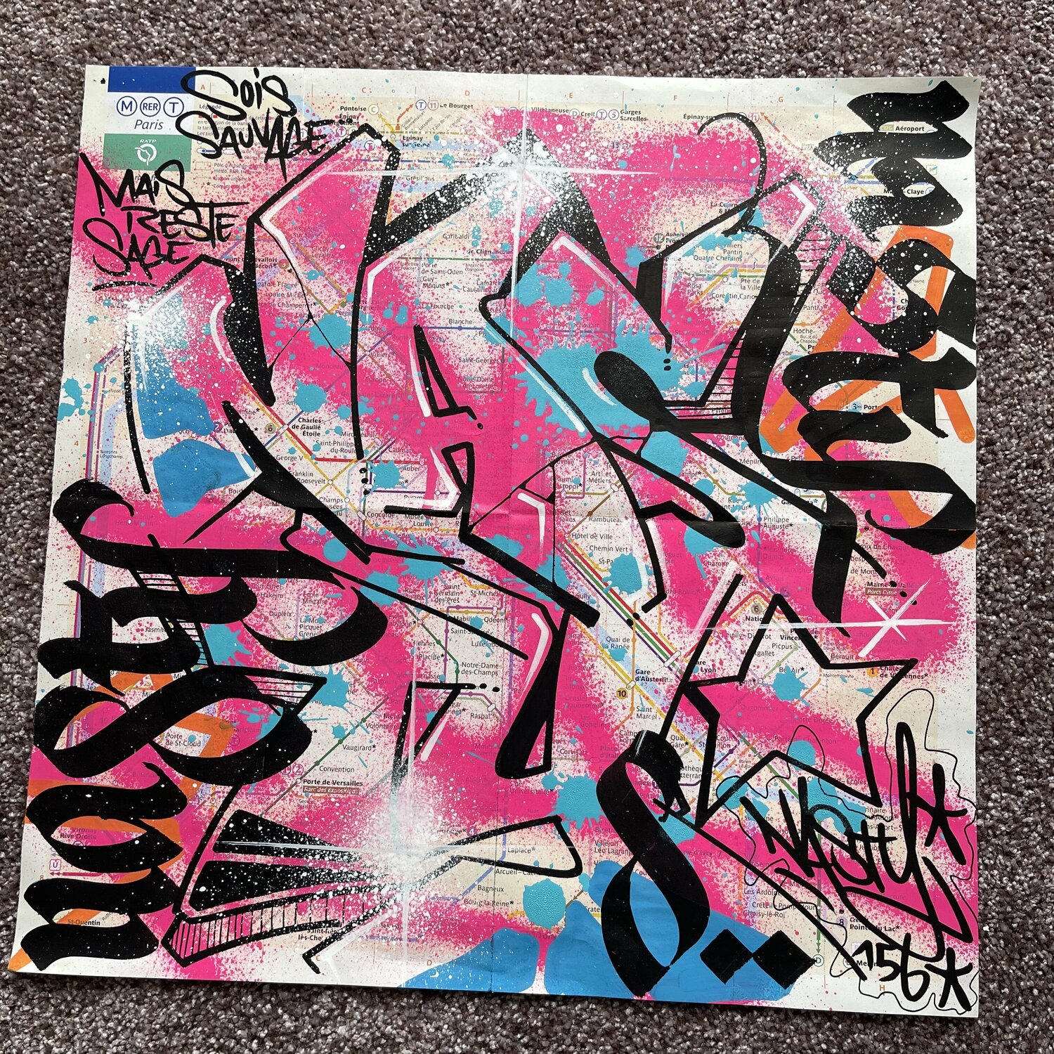 paris subway map 1 by . NASTY (2022) : Work on Paper Acrylic, Spray ...