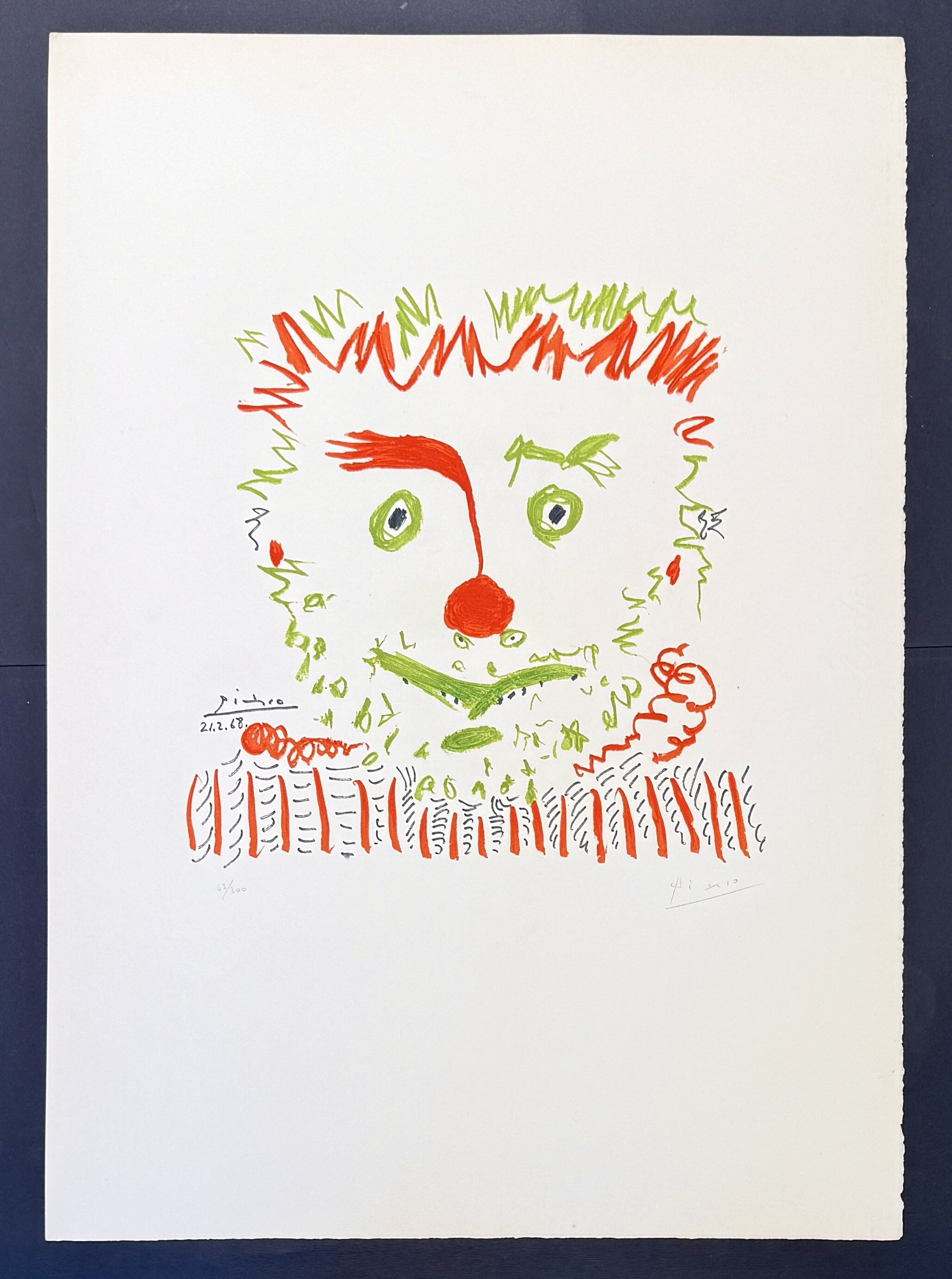 Pablo Picasso(1881–1973) - Clown - Color lithograph on Arches paper ...