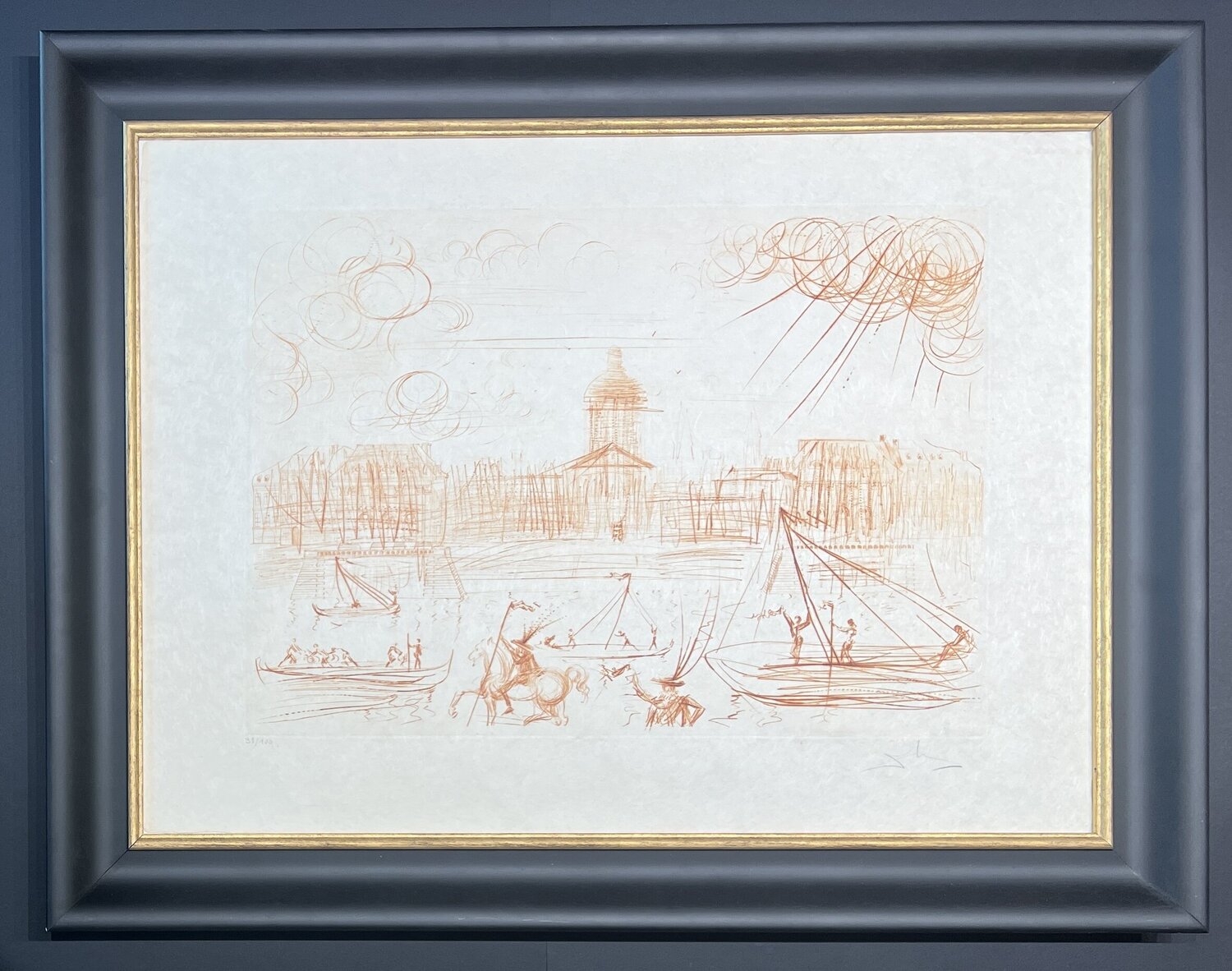 Salvador Dalì (1904–1989) – L’Academie de Paris – Etching in sepia on ...