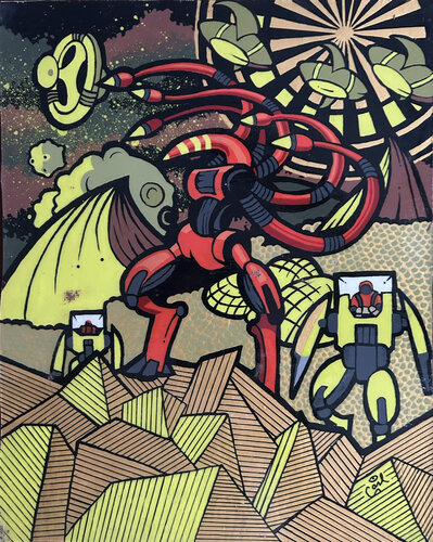 Trumpet Automaton von Carl Lozada (2019): Malerei Acryl auf Holz ...