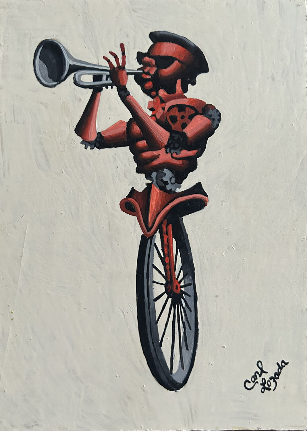 Trumpet Automaton von Carl Lozada (2019): Malerei Acryl auf Holz ...