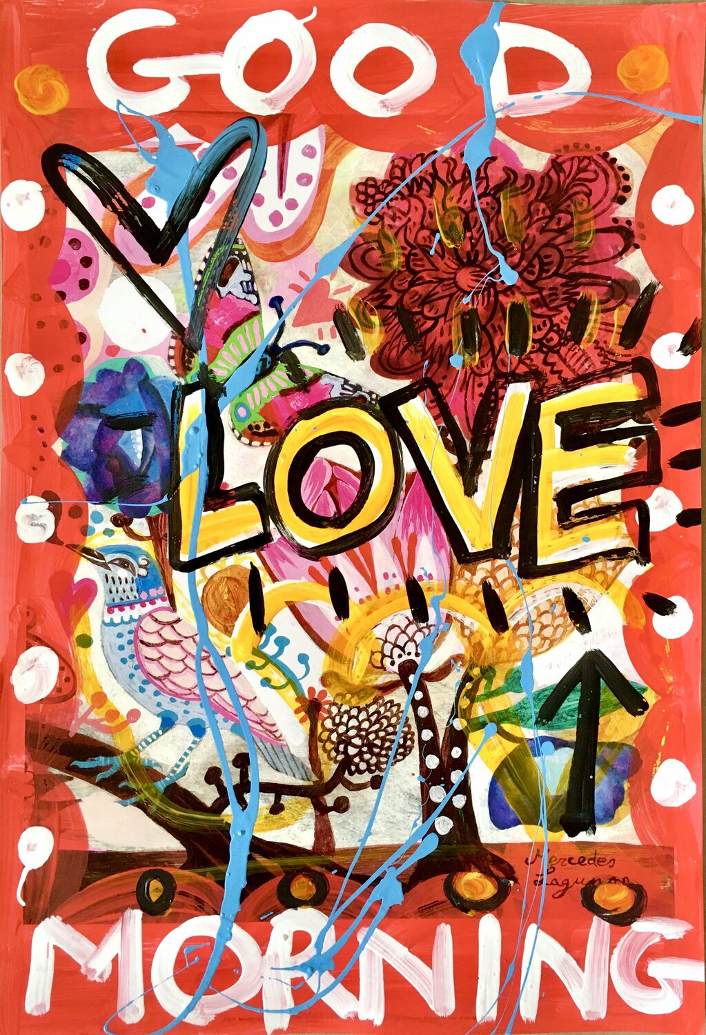 Good Morning Love by Mercedes Lagunas (2020) : Work on Paper Acrylic on ...
