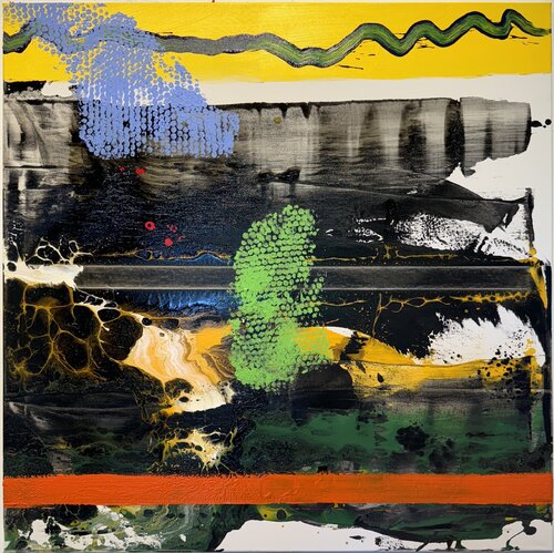 Strokes green, yellow, black, orange. by David Utzon (2024) : Painting ...
