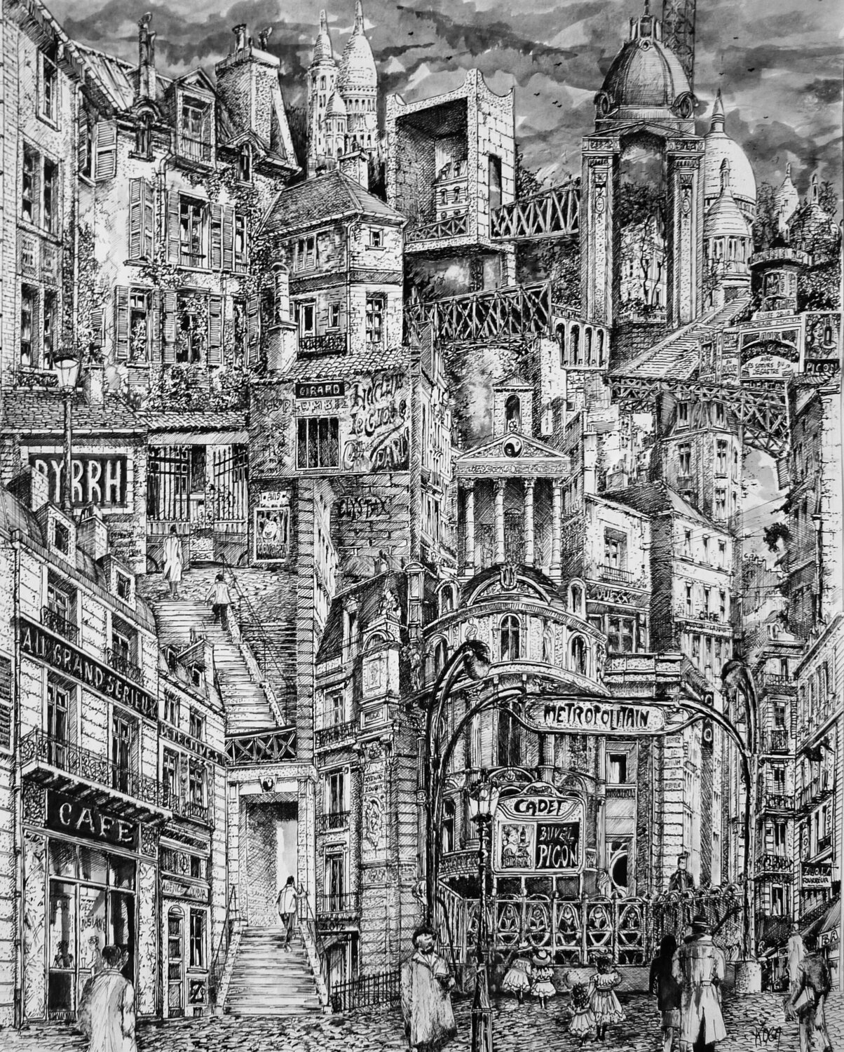 Composition 1 Paris by Jeff-Koen Deweerdt (2019) : Drawing India Ink on ...