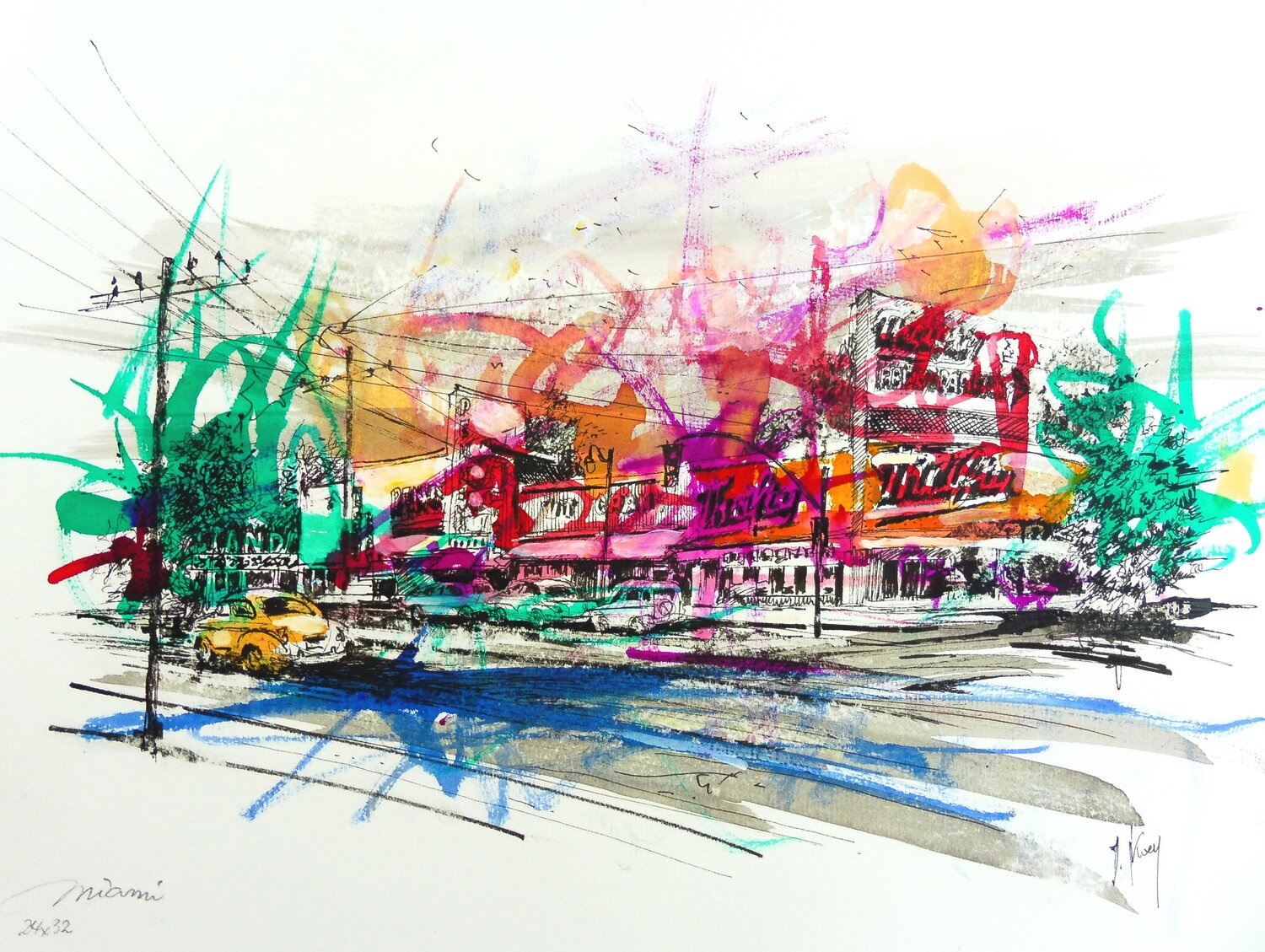 USA Graff 2 Miami de Jeff-Koen De Weerdt (2025): Obra en papel Graffiti, Tinta china en Papel ...